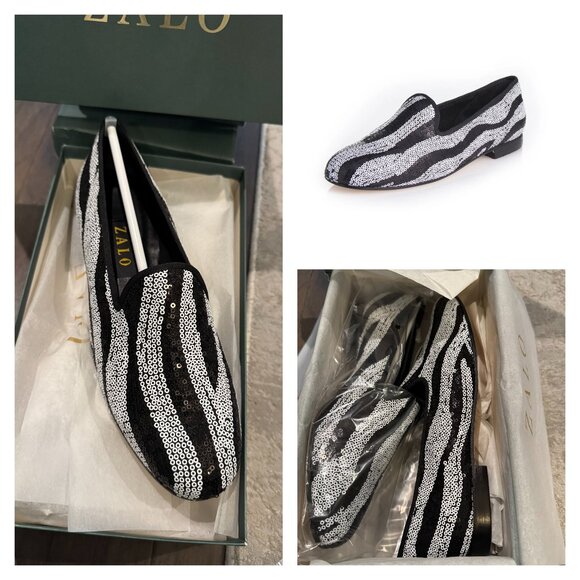 Zalo | Shoes | Zalo Gentry Flat Oxford Black White Diana Slip On Zebra ...